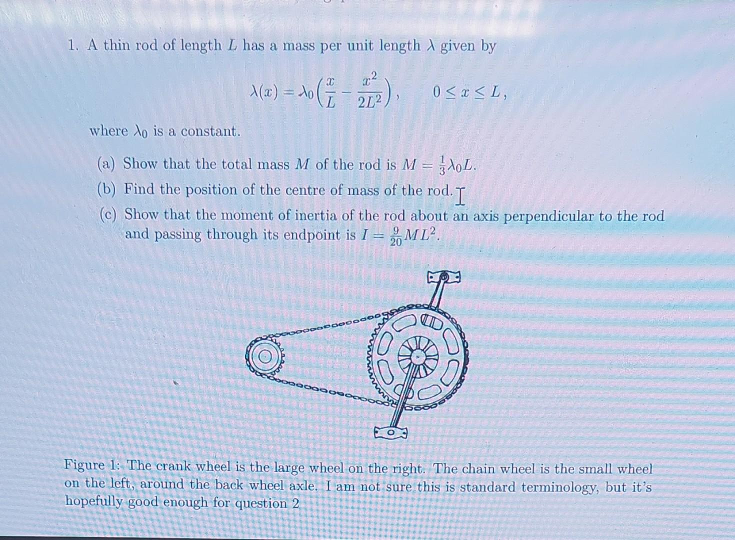 Solved 1. A thin rod of length L has a mass per unit length | Chegg.com