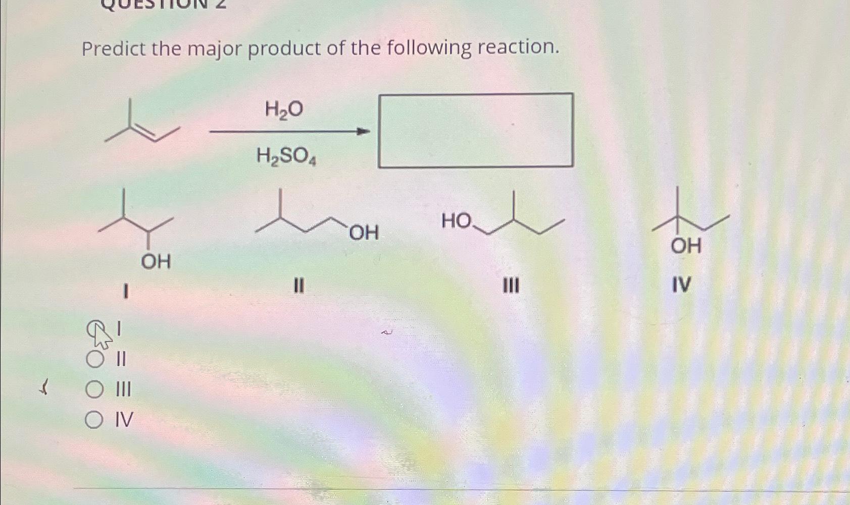 Solved Predict the major product of the following | Chegg.com