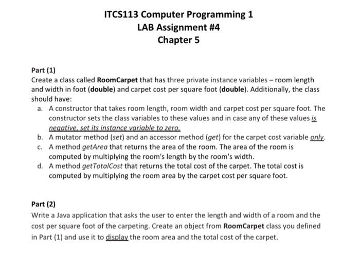 Solved ITCS113 Computer Programming 1 LAB Assignment #4 | Chegg.com