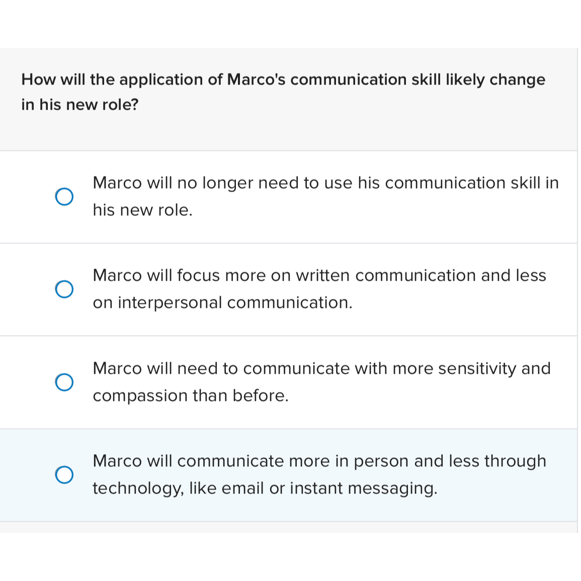 Solved How will the application of Marco's communication | Chegg.com