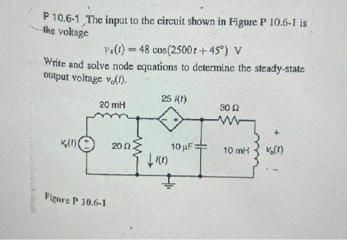Solved P 10.6-1, The input to the circuit shown in Figure P | Chegg.com