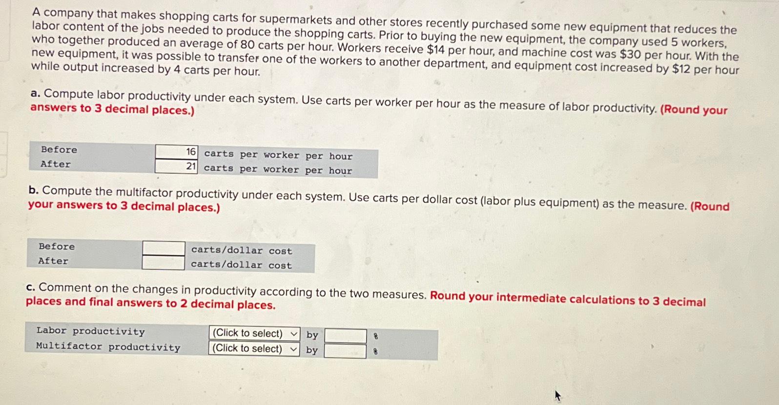 Solved A company that makes shopping carts for supermarkets | Chegg.com