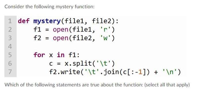 Solved Consider the following mystery function: 1 def | Chegg.com
