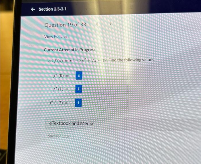 Solved Current Attempt in Progress Let f(x)=x3−3x2+7x−18 | Chegg.com