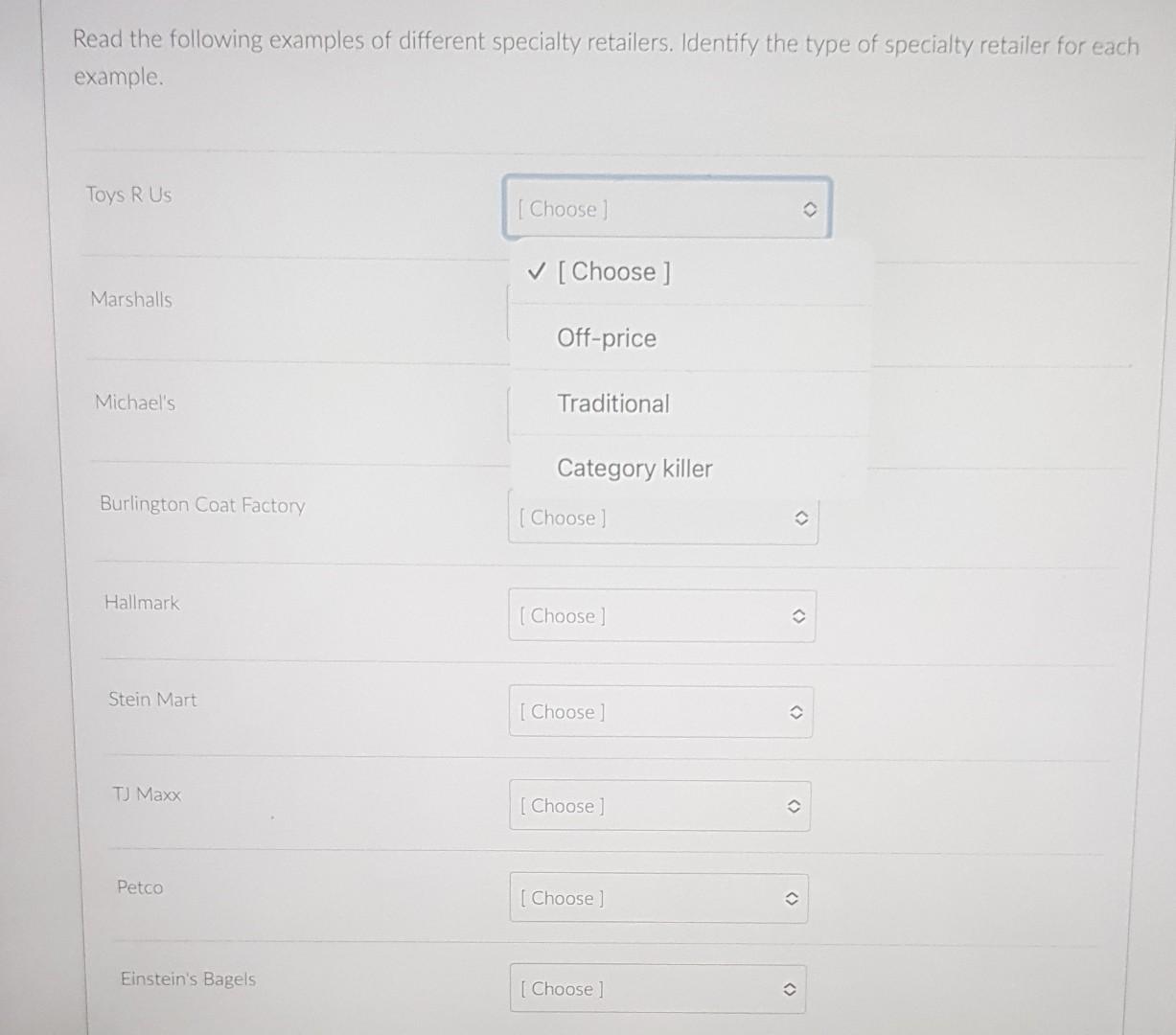 Solved Read the following examples of different specialty | Chegg.com