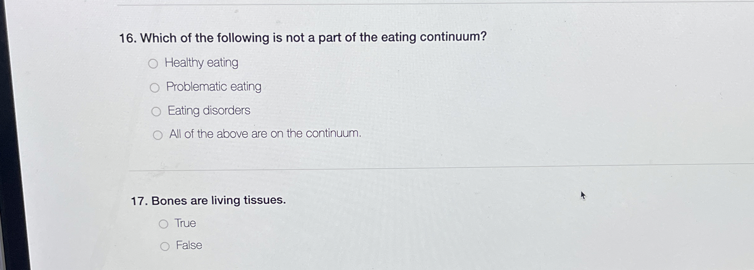 Solved Which of the following is not a part of the eating | Chegg.com