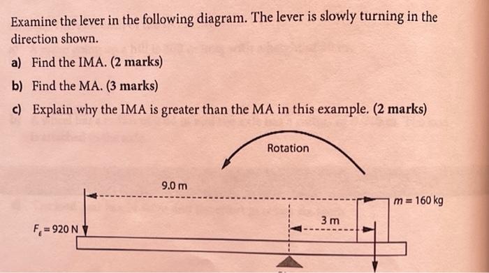 Solved Examine the lever in the following diagram. The lever | Chegg.com