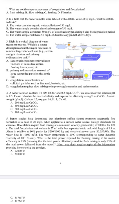 Solved 1. What are not the steps or processes of coagulation | Chegg.com