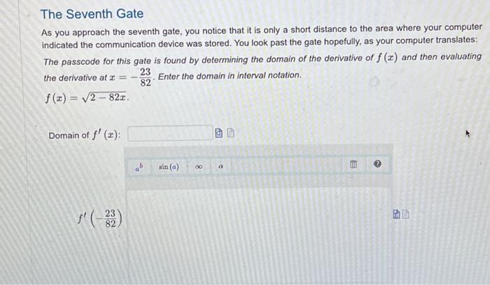Solved The Seventh Gate As you approach the seventh gate, | Chegg.com