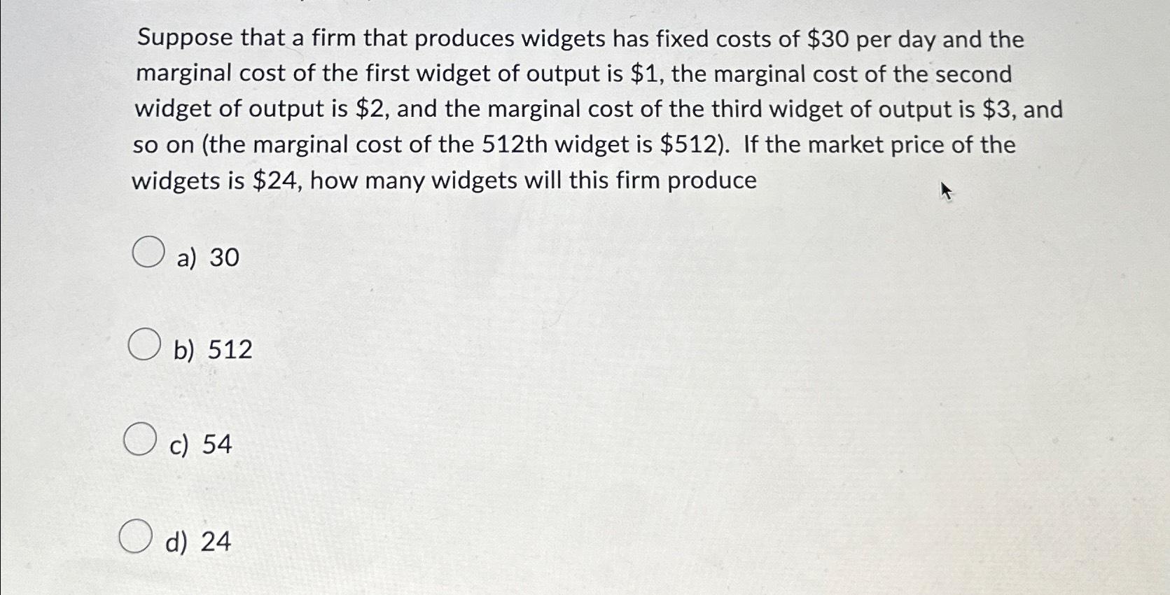 Solved Suppose that a firm that produces widgets has fixed | Chegg.com