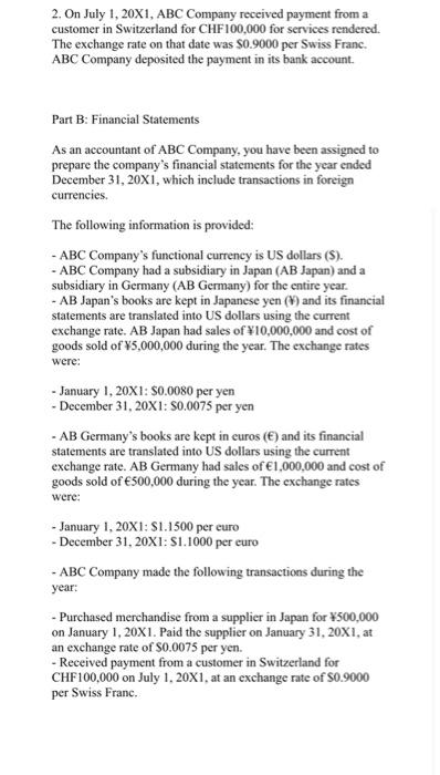 Solved Assignment Foreign Currency Translation For 1777