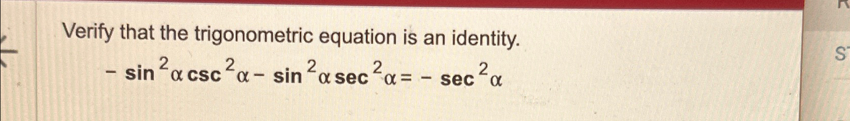 Solved Verify that the trigonometric equation is an | Chegg.com