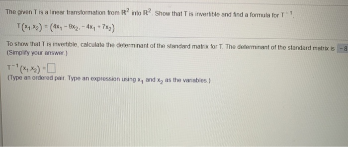 Solved The given T is a linear transformation from R2 into | Chegg.com