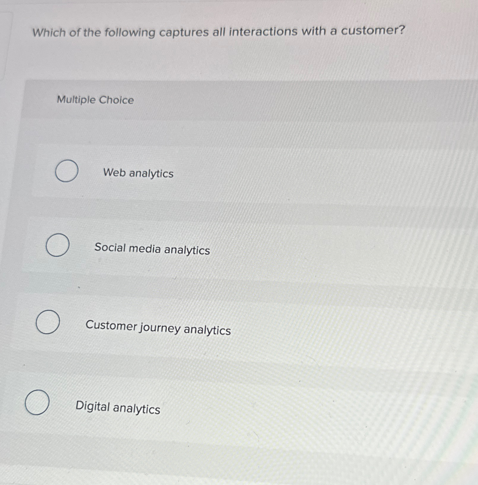 Solved Which of the following captures all interactions with | Chegg.com