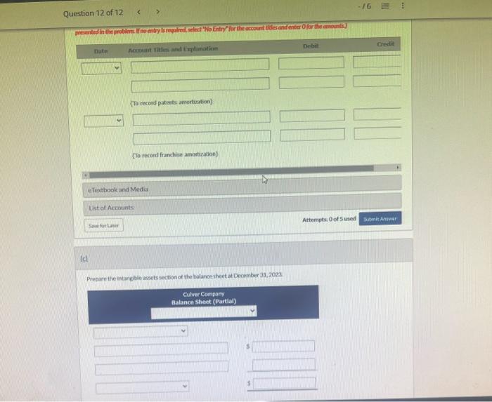 Solved Current Attempt in Progress Thy intangible ansets | Chegg.com