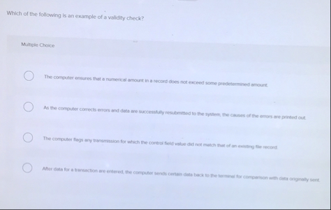 Solved Which of the following is an example of a validity | Chegg.com
