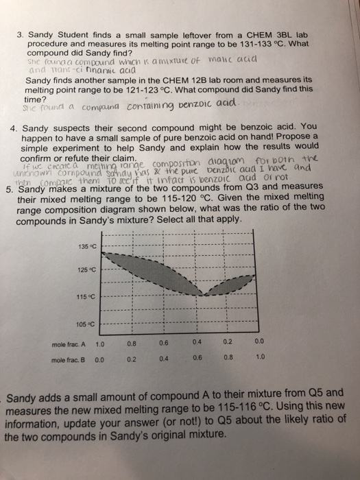 3. Sandy Student finds a small sample leftover from a | Chegg.com