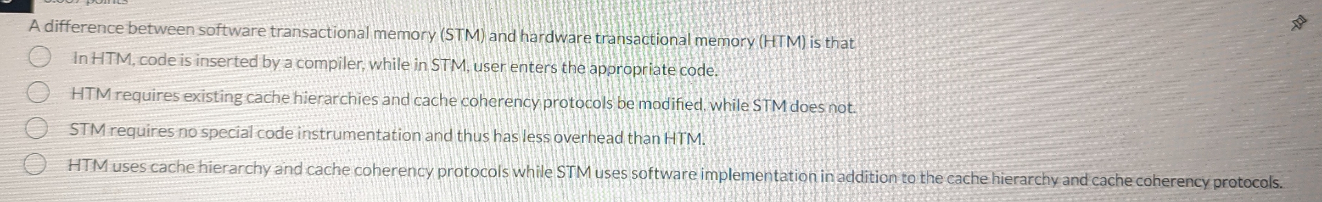 Solved A difference between software transactional memory | Chegg.com