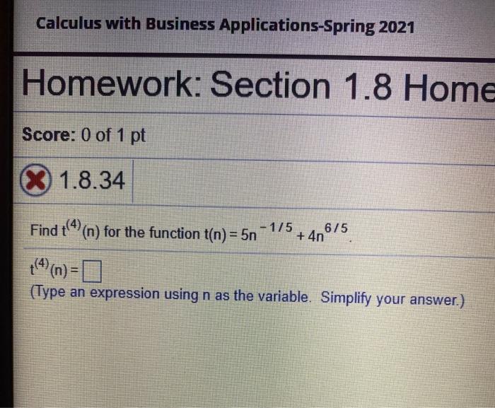 Solved Calculus with Business Applications-Spring 2021 | Chegg.com