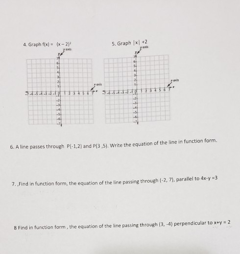 Solved 4. Graph f(x) = (x - 2) 5. Graph x +2 y ! 6 5 6 S 4 3 | Chegg.com