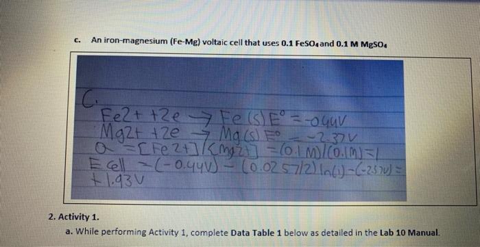 2. Activity 1. a. While performing Activity 1, | Chegg.com