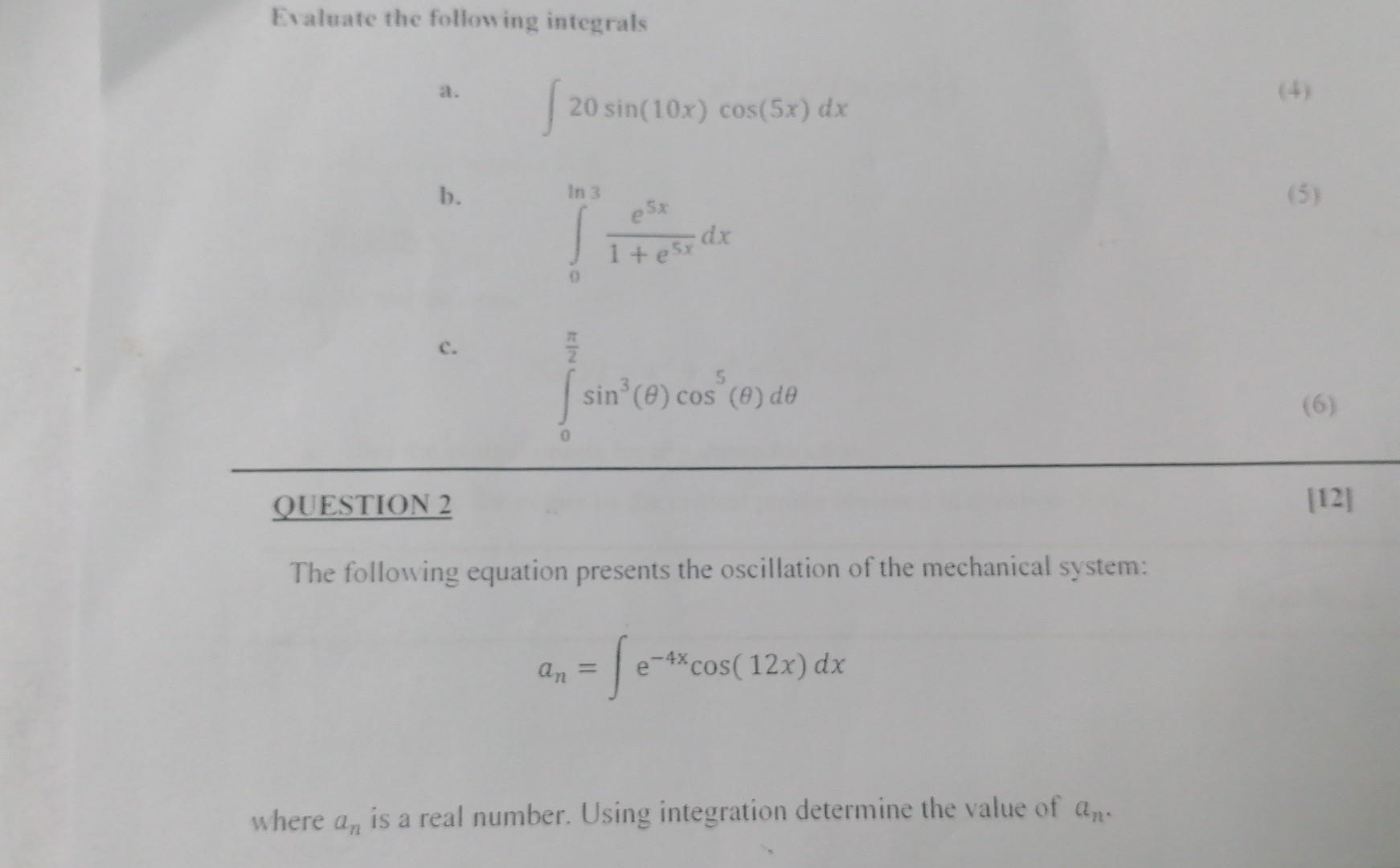 Solved Evaluate the following integrals a. | Chegg.com