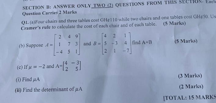 Solved ON- Bach SECTION B: ANSWER ONLY TWO (2) QUESTIONS | Chegg.com