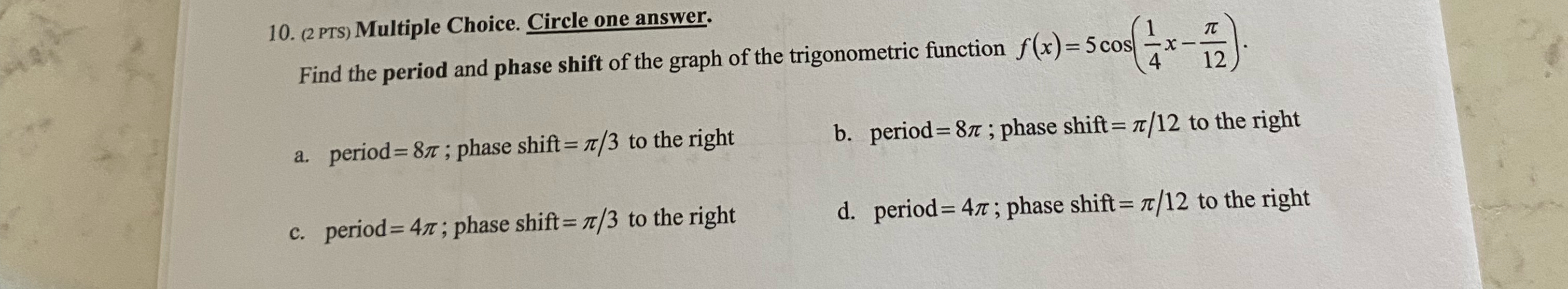 Solved (2 ﻿PTS) ﻿Multiple Choice. Circle one answer.Find the | Chegg.com