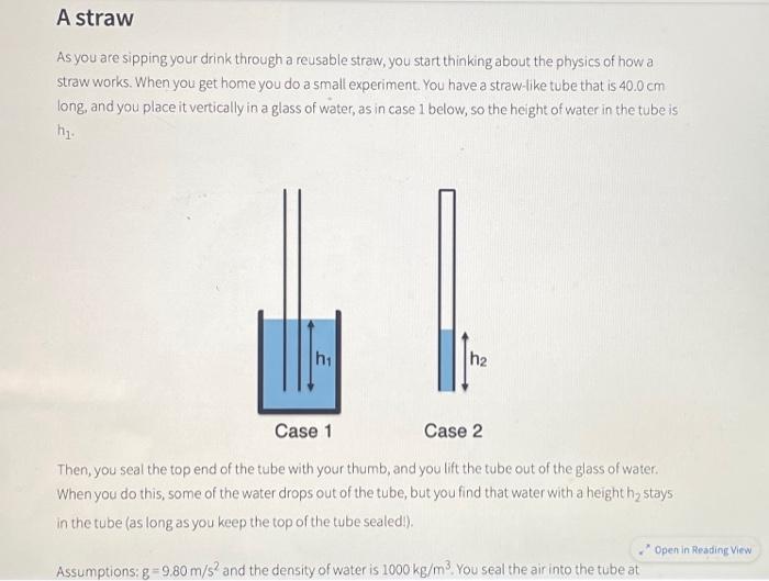 Solved As you are sipping your drink through a reusable | Chegg.com