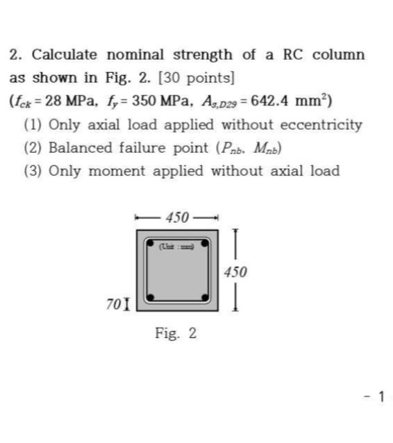 Solved Calculate nominal strength of a RC column as shown in | Chegg.com