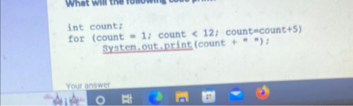 Solved int count: for ( count =1 i count