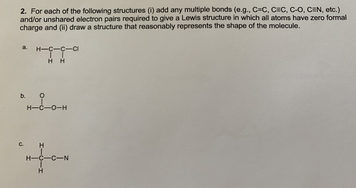 Solved 1. Complete the following Lewis structures by adding | Chegg.com