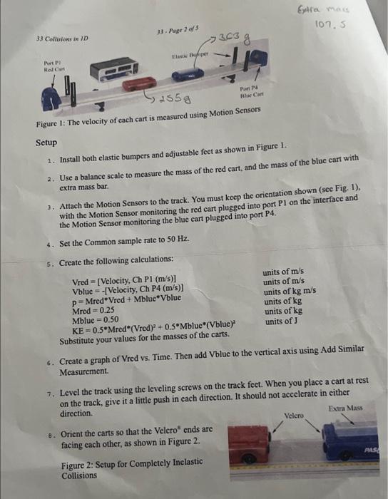 Collisions in One Dimension Equipment Introduction | Chegg.com