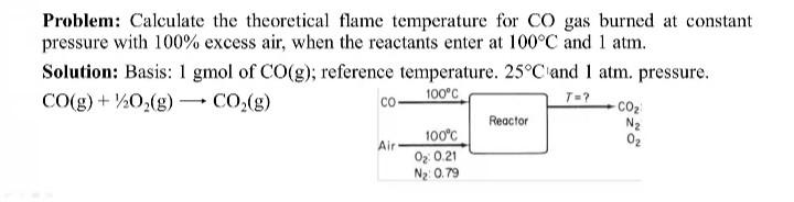 Solved Problem: Calculate the theoretical flame temperature | Chegg.com