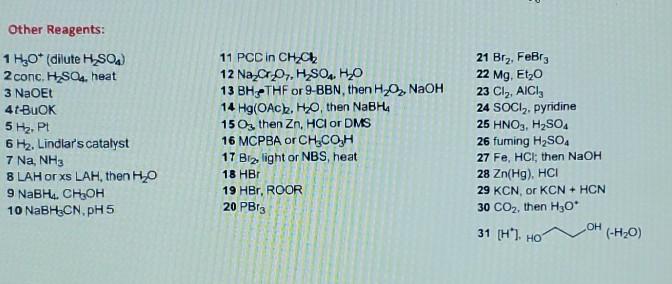 Solved Using the reagent list determine the sequence of | Chegg.com