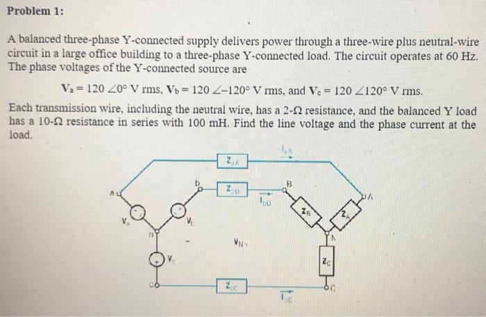 Solved A balanced three-phase Y-connected supply delivers | Chegg.com