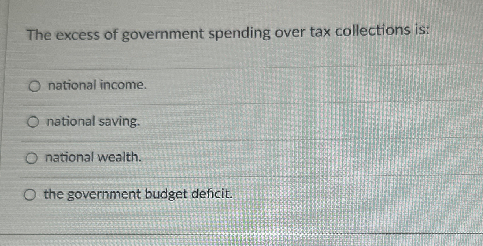 Solved The excess of government spending over tax | Chegg.com