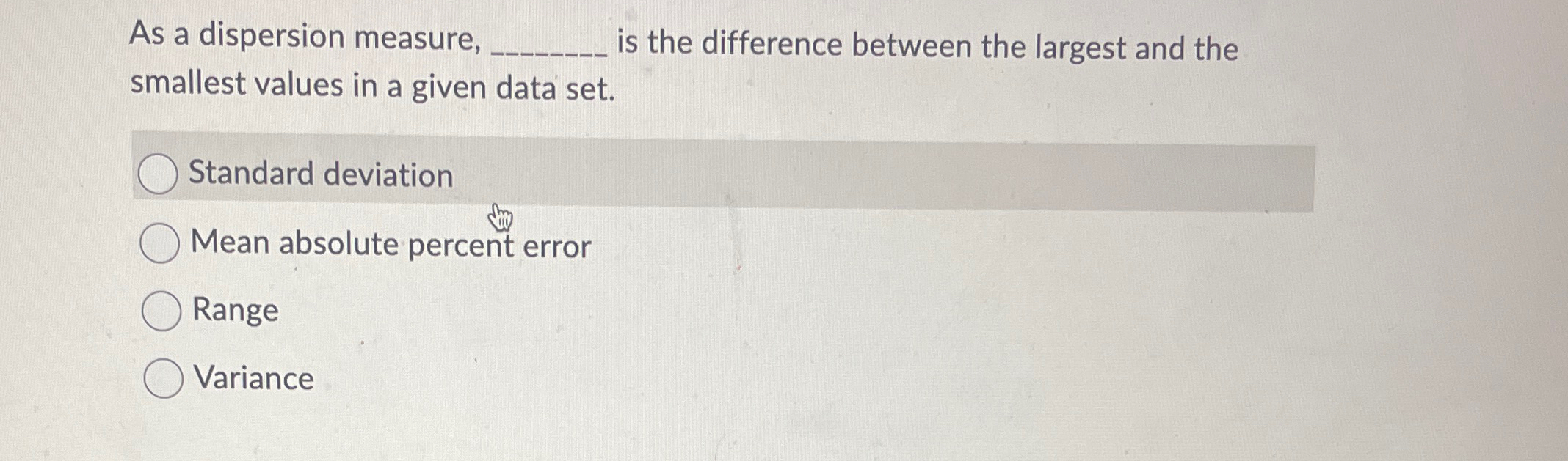 Solved As a dispersion measure, q, ﻿is the difference | Chegg.com
