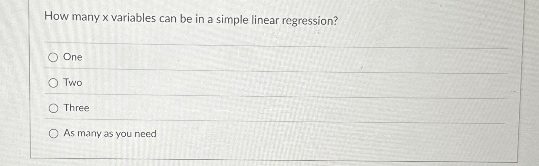 Solved How many x ﻿variables can be in a simple linear | Chegg.com