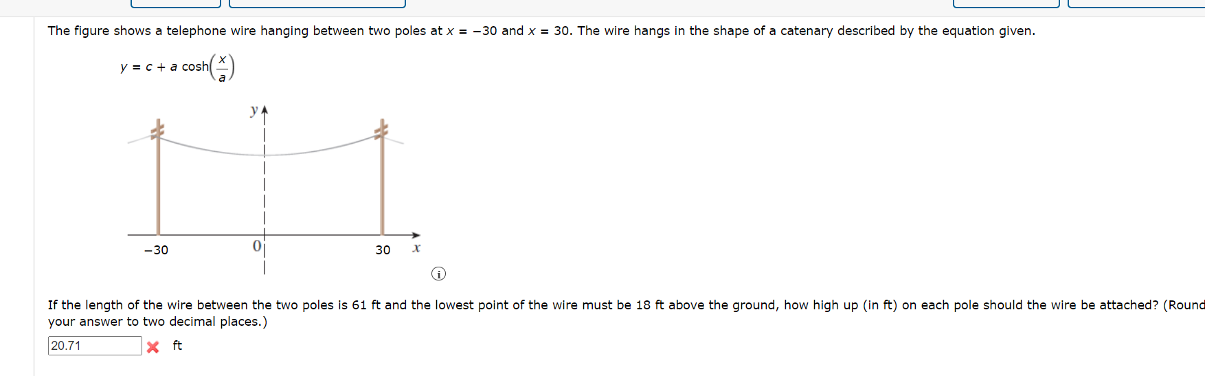 Solved The figure shows a telephone wire hanging between two | Chegg.com