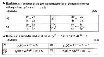 Solved 5) The differential equation of the orthogonal | Chegg.com