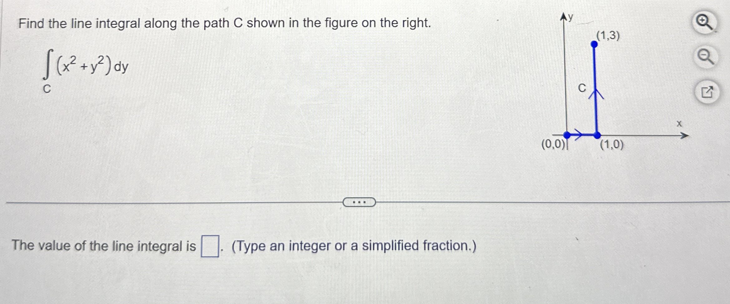 Solved Find the line integral along the path C shown in the | Chegg.com