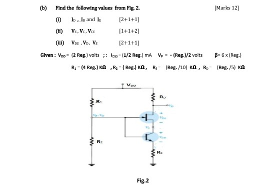 Solved (b) Find the following values from Fig. 2. [Marks 12) | Chegg.com
