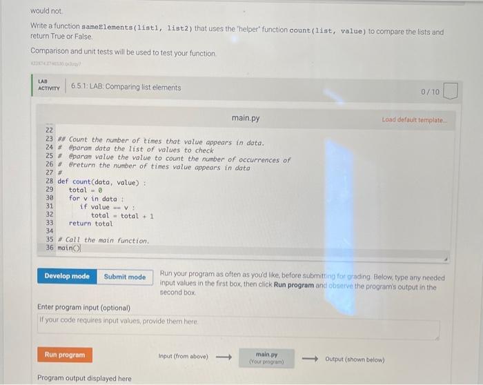 Solved 6.5 LAB: Comparing list elementsWrite a program that | Chegg.com
