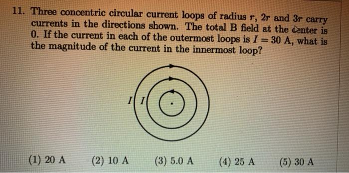 Solved 11. Three concentric circular current loops of radius | Chegg.com