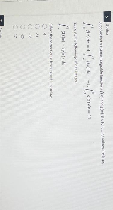 Solved 5 points Suppose that for some integrable functions | Chegg.com Solved 5 points Suppose that for some integrable functions | Chegg.com