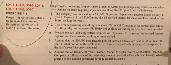 Solved Lo4 1 Lo4 2 Lo4 3 L04 4 The Geological Consulting Chegg