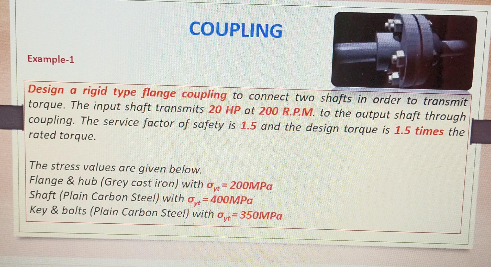 Solved Design a rigid type flange coupling to connect two | Chegg.com