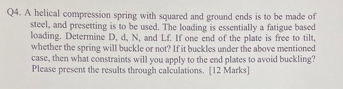Solved 24. A helical compression spring with squared and | Chegg.com