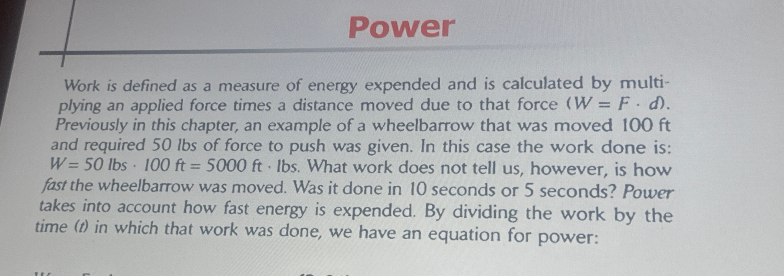 Solved PowerWork is defined as a measure of energy expended | Chegg.com